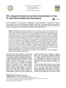 QTL Analysis for Grain Iron and Zinc Concentrations in Two O. nivara Derived Backcross ...